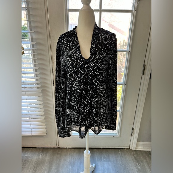 Lulus | Tops | Lulus Long Sleeve Black And White Polka Dot Blouse In ...